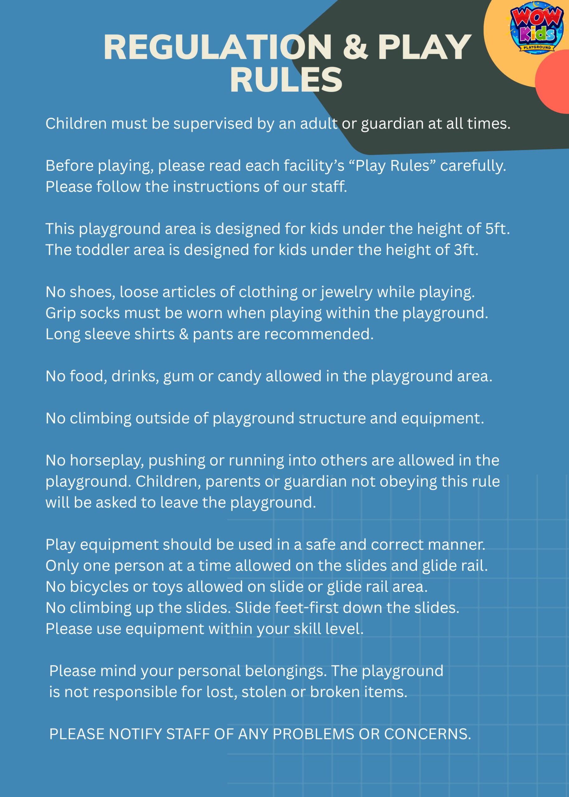 Playground Rules – WOW Kids Playground
